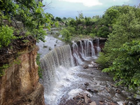 Kansas Road Trip: Cowley State Fishing Lake Waterfall