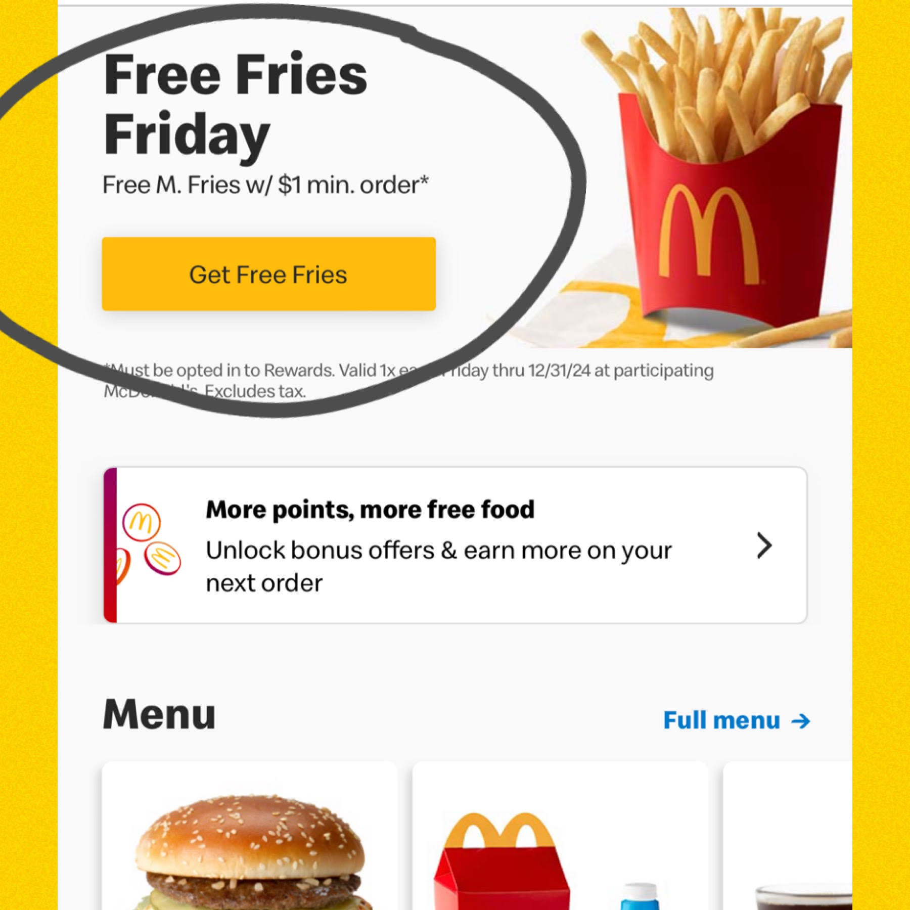Free Fries at McDonalds Every Friday in 2026